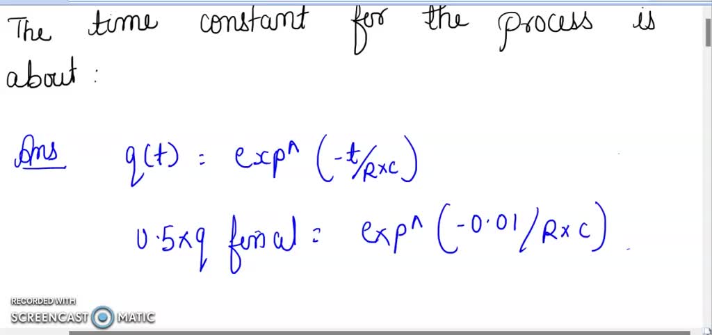 SOLVED: A certain capacitor, in series with a resistor, is being charged. At the end of 10 ms ...