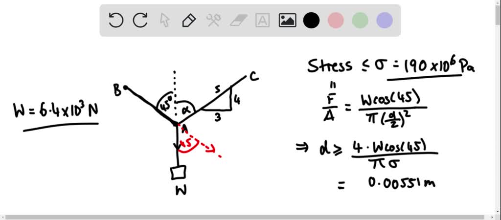 SOLVED: The allowable tensile stress for wires AB and AC is σallow=190 ...