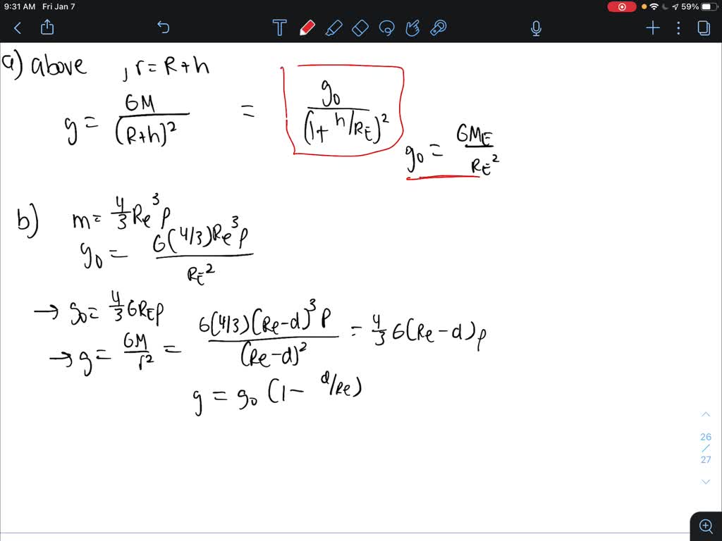 SOLVED: Derive an expression for the variation of acceleration due to ...