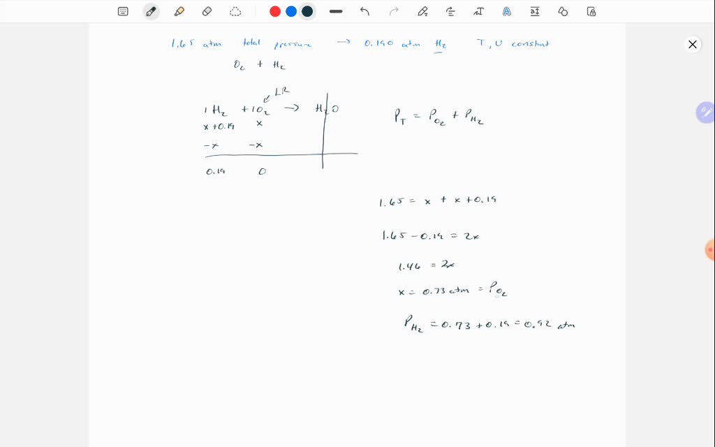 SOLVED: The total pressure of a mixture of oxygen and hydrogen is 1.65 atm. The mixture is ...