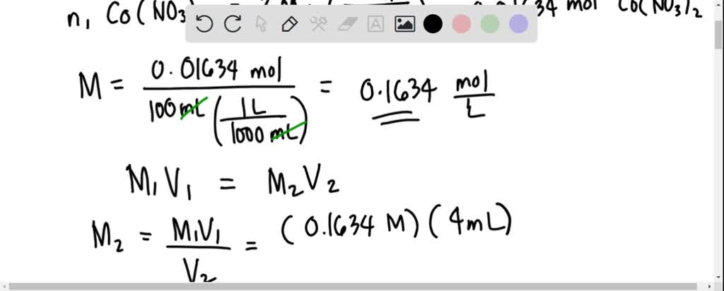 SOLVED: A student dissolved 3.00 g of Co(NO3)2 in enough water to make 100. mL of stock solution ...