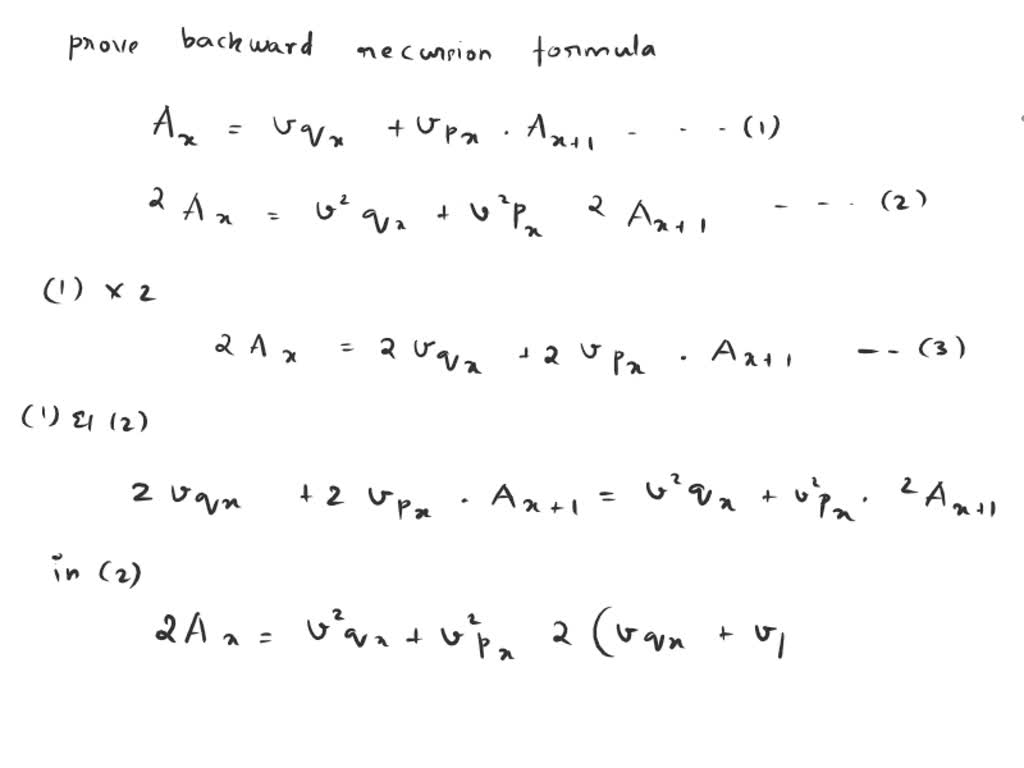 Solved Prove The Backward Recursion Formula Ax Vqx Vpx · Ax1