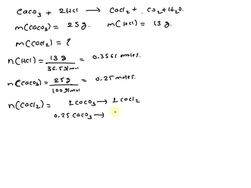 SOLVED: 3. Calcium carbonate reacts with hydrochloric acid to produce carbon dioxide gas. The ...