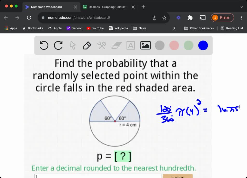 SOLVED: Find the probability that a randomly selected point within the circle falls in the red ...