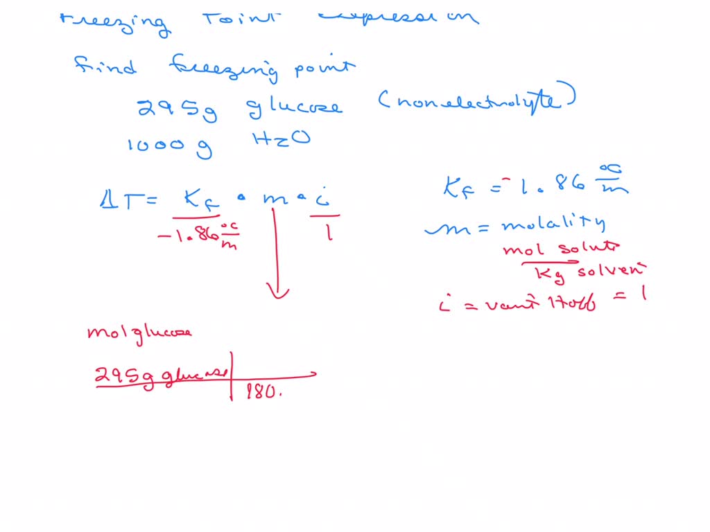 SOLVED: What is the freezing point of a solution that is made by ...