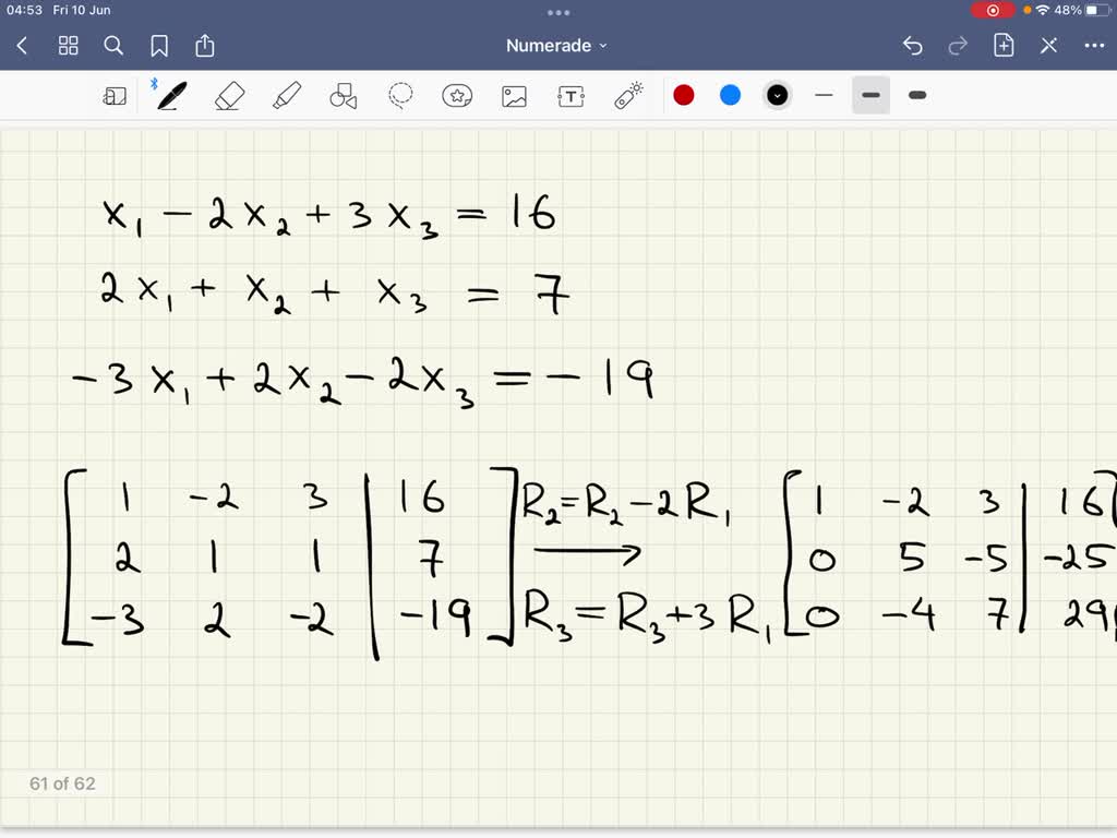 SOLVED: Use elementary row operations to transform the augmented coefficient matrix to echelon ...