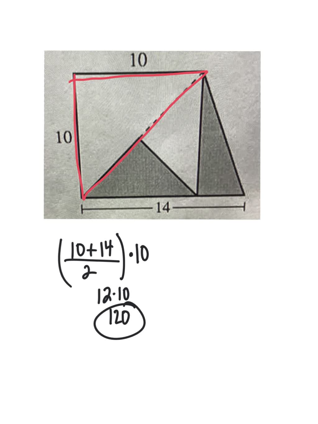 A scale drawing of a proposed trapezoidal landscape design is shown in the figure below, with ...