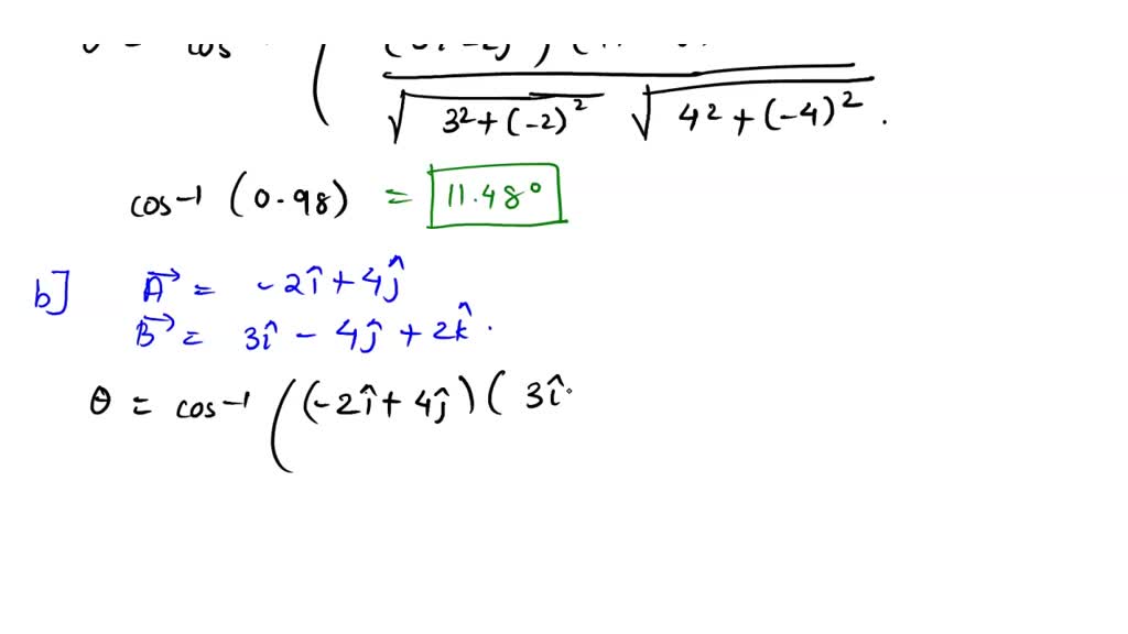 SOLVED: Using the definition of the scalar product, find the angles ...