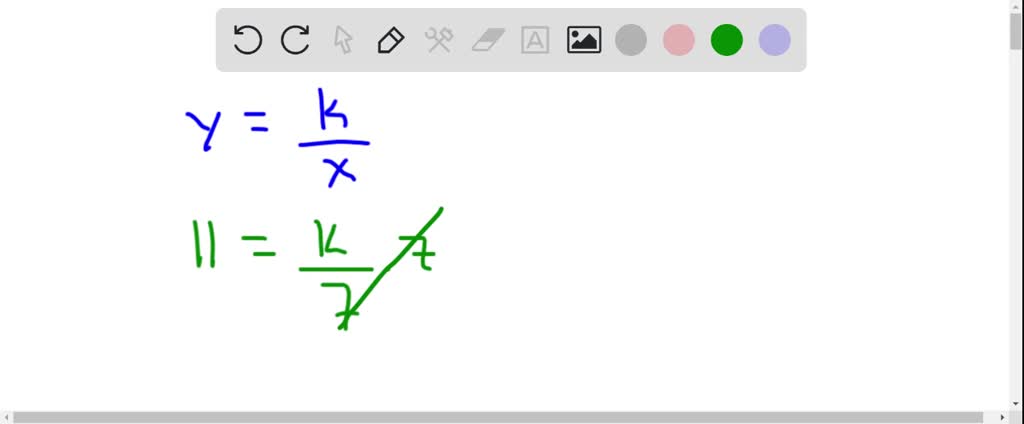 SOLVED: If y varies inversely as x. When y = 12, x = 7. How do you find the constant of ...