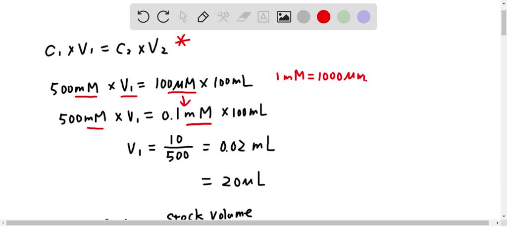 SOLVED: If you have a 5 mL stock of 500 mM CaCl2, and you need to make a 100 ÂµM solution in a ...