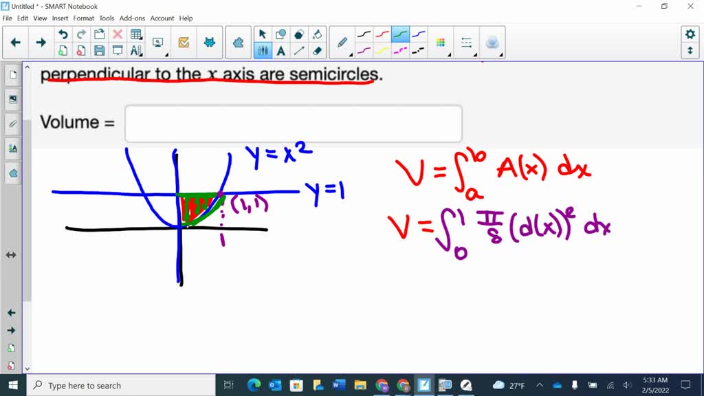 SOLVED: 'point) Find the volume of the solid whose base is the region ...