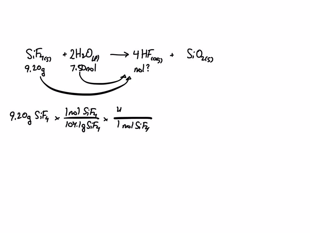 SOLVED: For the following reaction, 9.20 grams of silicon tetrafluoride ...