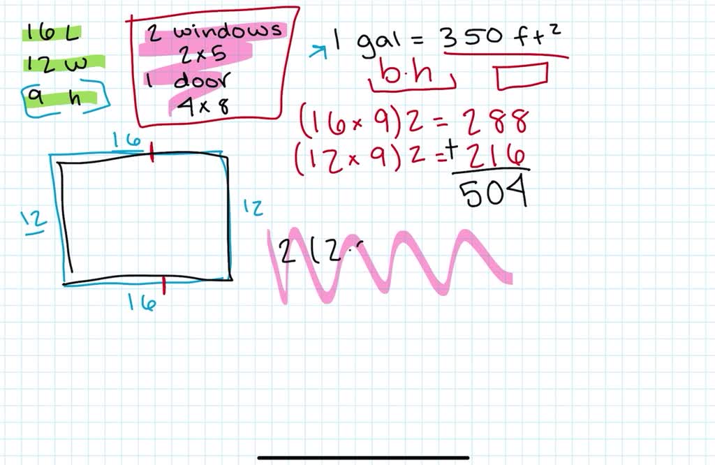 SOLVED: You are painting a room that is 16 feet long, 12 feet wide, and ...
