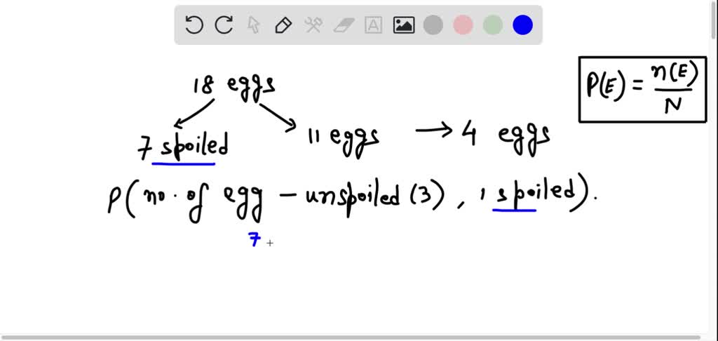 SOLVED: A really bad carton of 18 eggs contains 6 spoiled eggs. An unsuspecting chef picks 3 ...