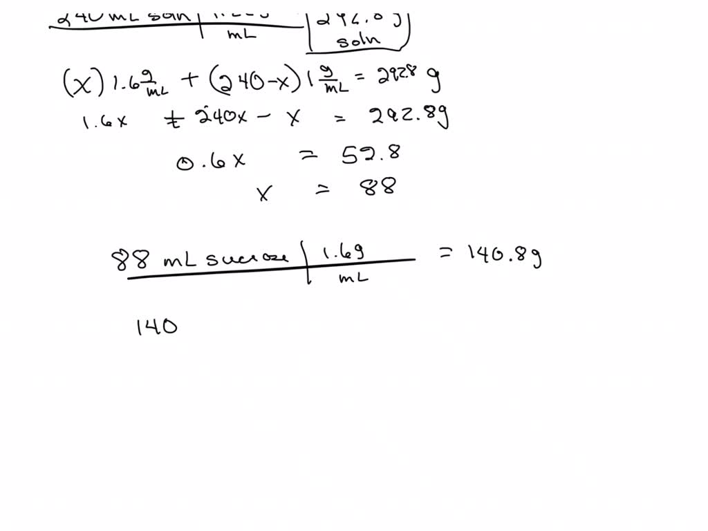 SOLVED: Simple syrup is made by dissolving table sugar (sucrose, 342 g/mol), a nonelectrolyte ...