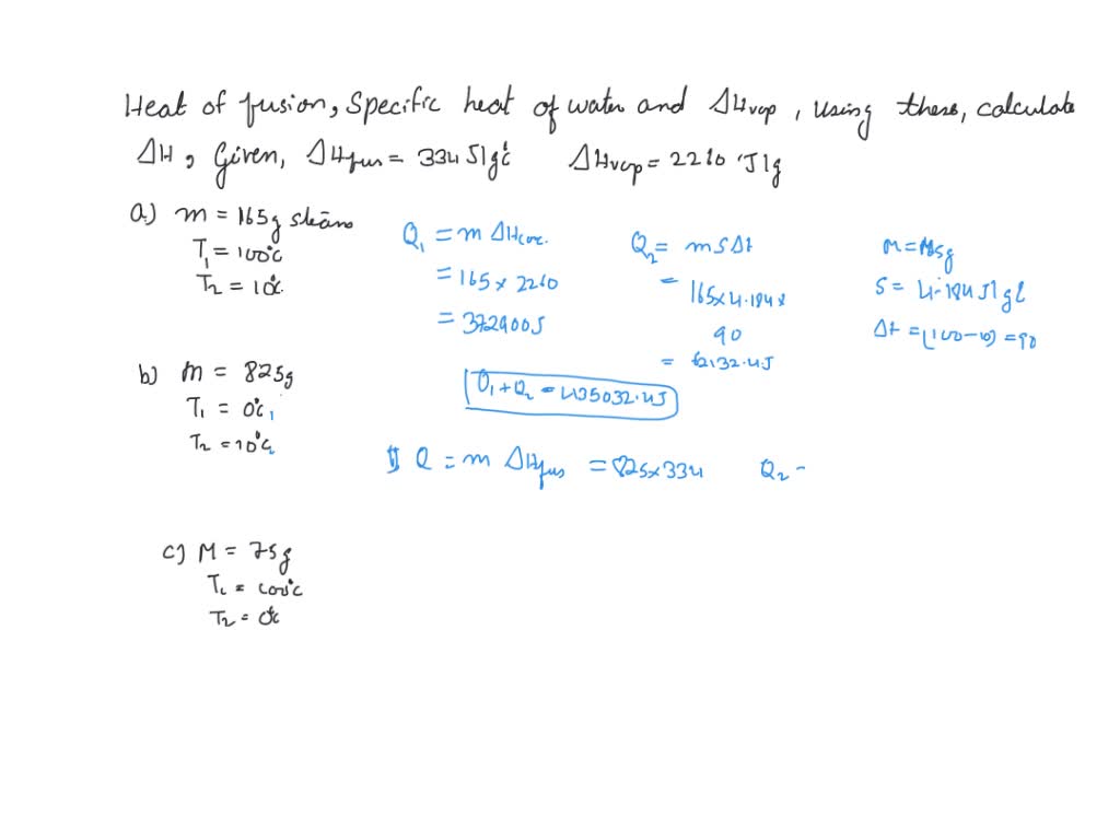 SOLVED: Using the values for the heat of fusion, specific heat of water ...