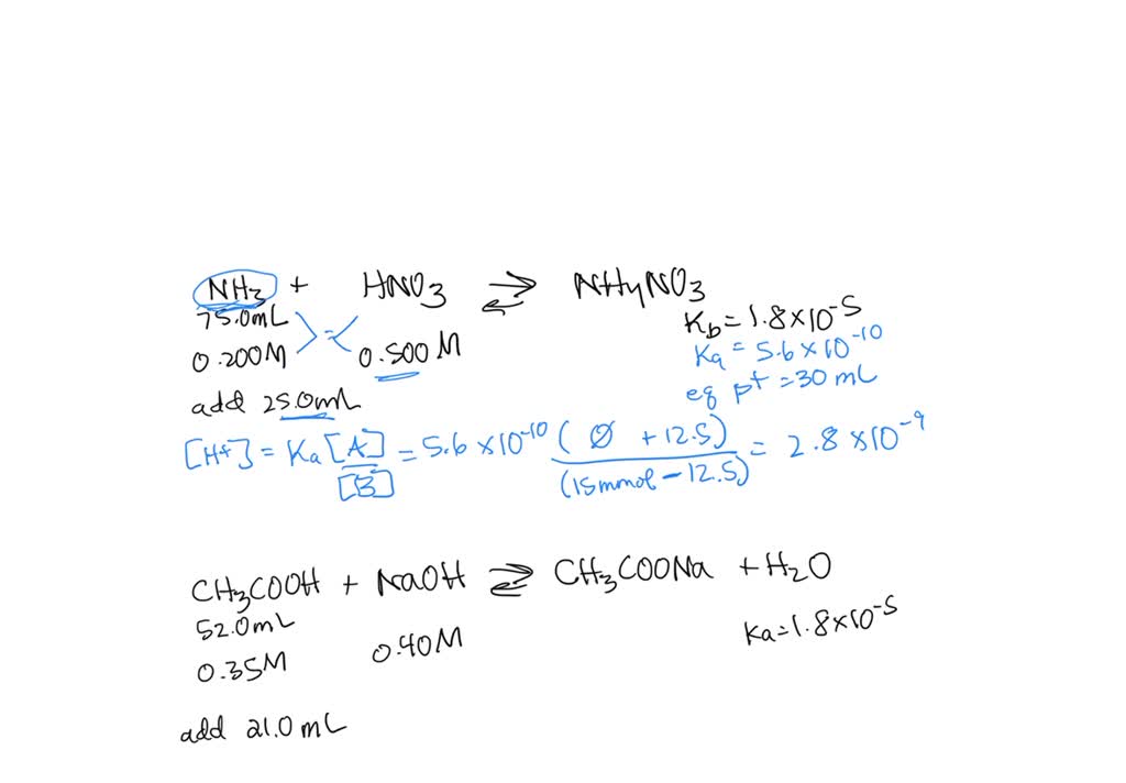 SOLVED: Part C: A 75.0 mL volume of 0.200 M NH3 (Kb=1.8Ã—10^âˆ’5) is ...