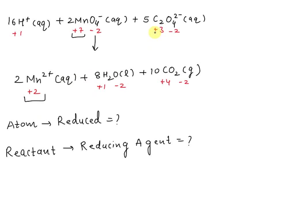 SOLVED: The balanced redox reaction below: 16H+(aq) + 2MnO4-(aq ...