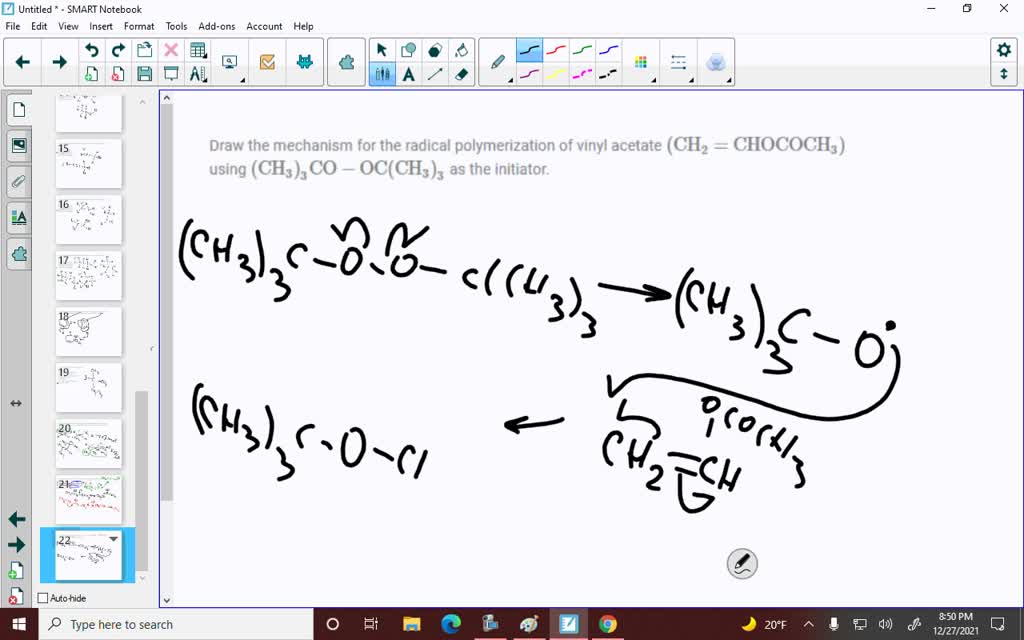 SOLVED: Draw the mechanism for the radical polymerization of vinyl ...