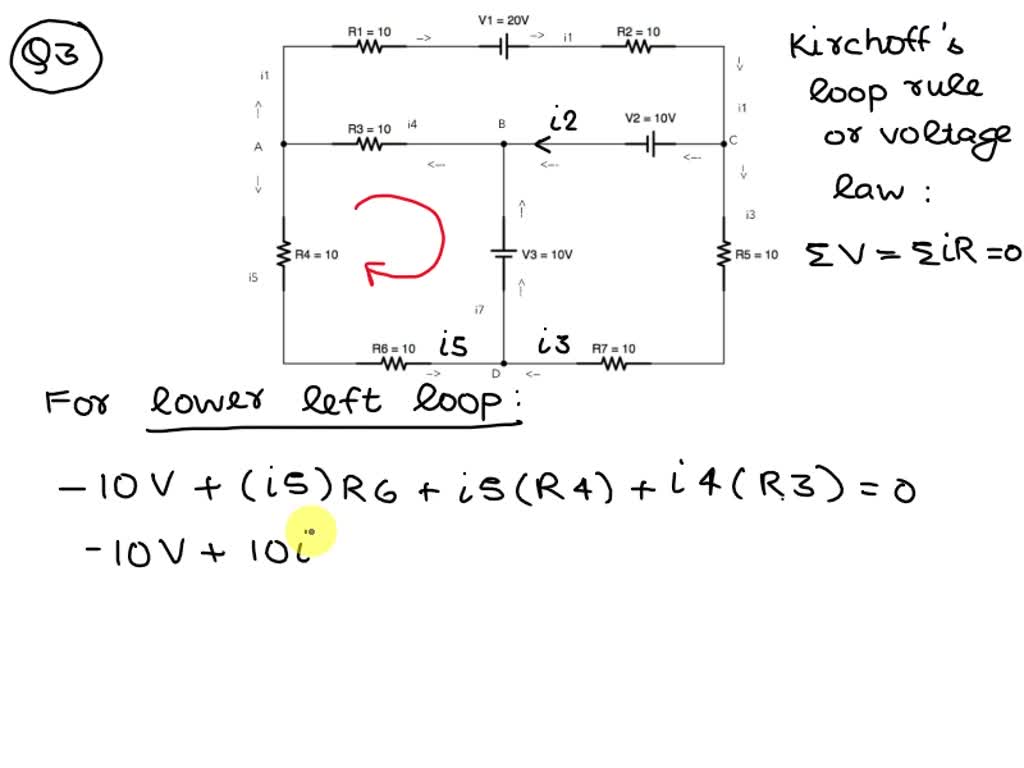 SOLVED: Kirchhoff's Laws - Tutorial Questions 2 1. Using Kirchhoff's Voltage Law (loop equations ...