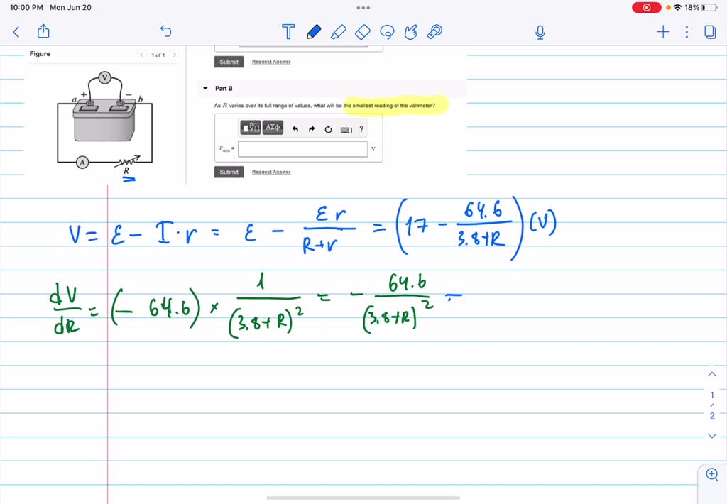 SOLVED: Problem 15For the circuit shown in Figure 6-57,find after connecting the voltmeter ...