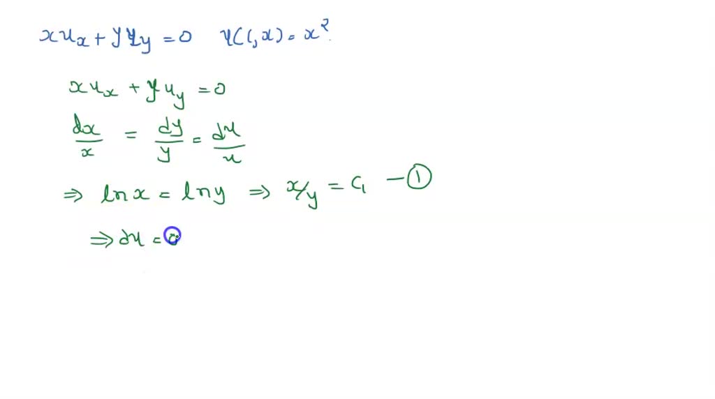 . Partial Differential Equations Solve the equation xux + yuy = 0 with ...