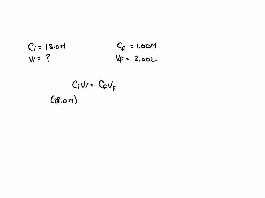 Concentrated H2SO4 is 18.0M. What volume is needed to make 2.00L of 1 ...