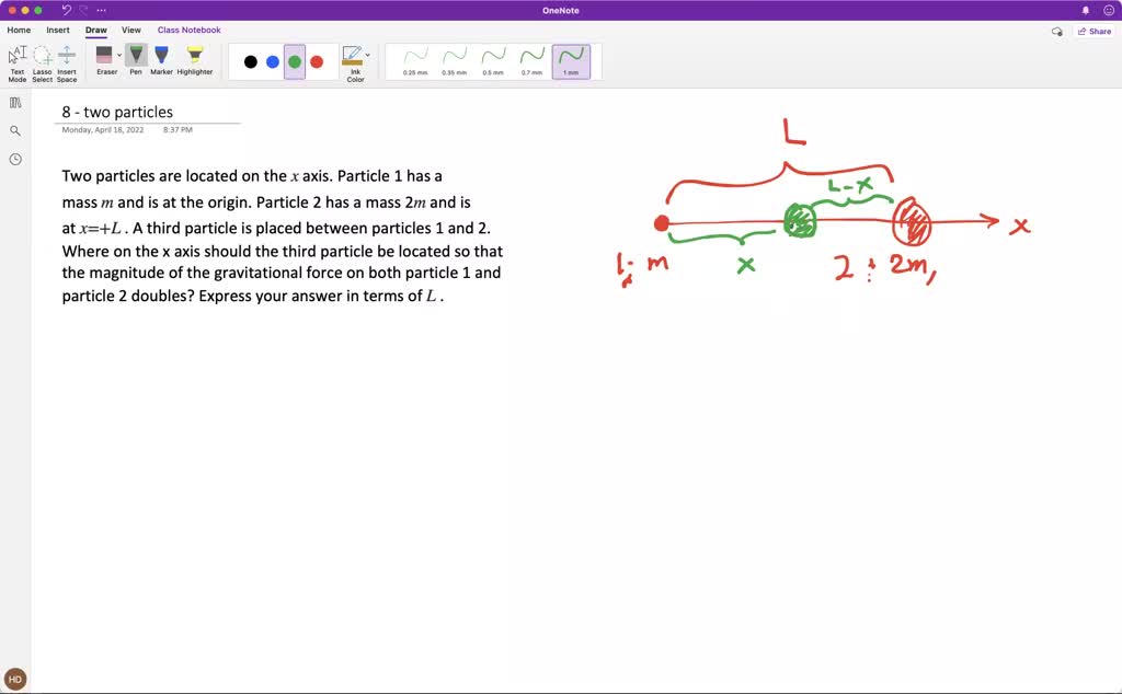 SOLVED: Two particles are located on the x axis. Particle 1 has a mass m and is at the origin ...