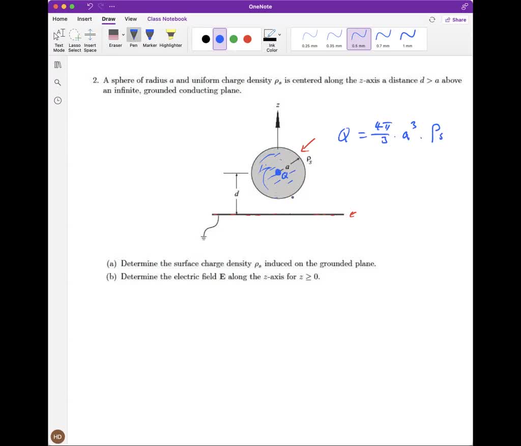 SOLVED: A sphere of radius R and uniform charge density Ï is centered along the z-axis at a ...