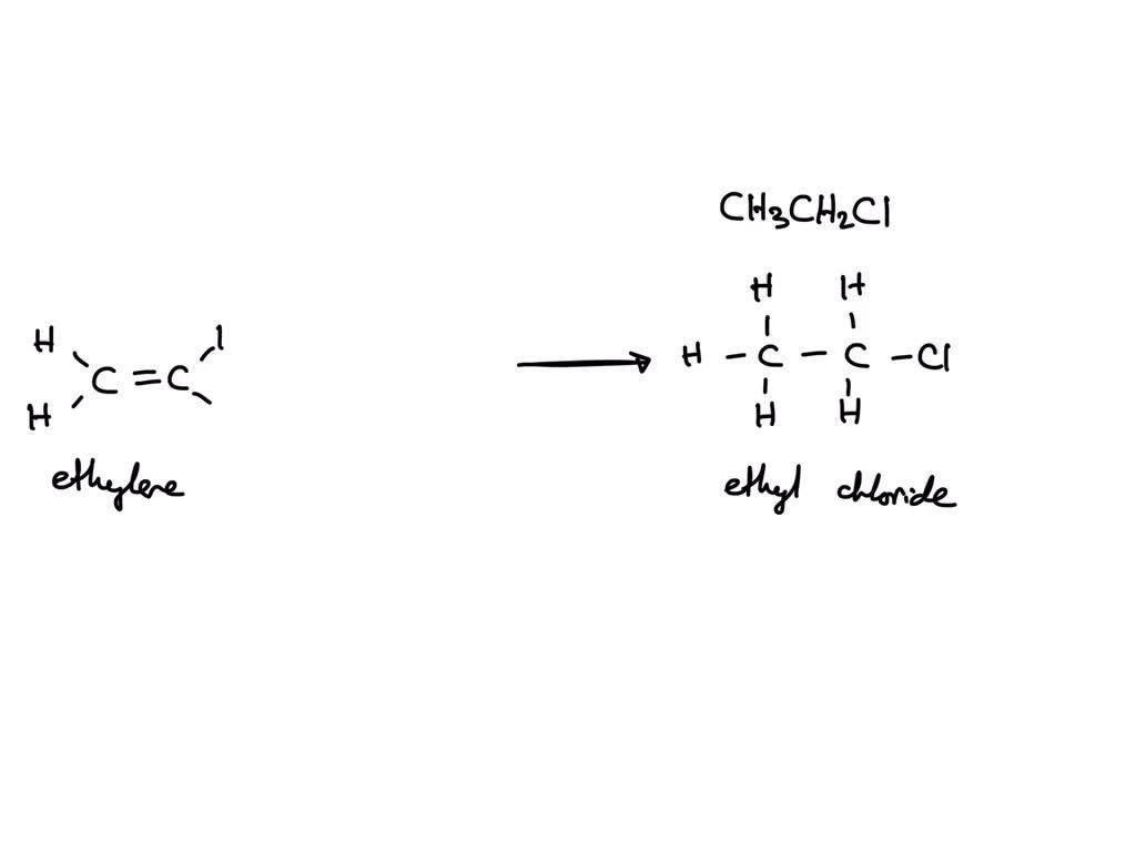 Ethyl chloride is synthesized by reacting ethylene with hydrogen chloride.