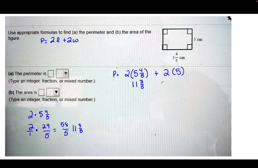 SOLVED: Use appropriate formulas to find (a the perimeter and (b) the ...