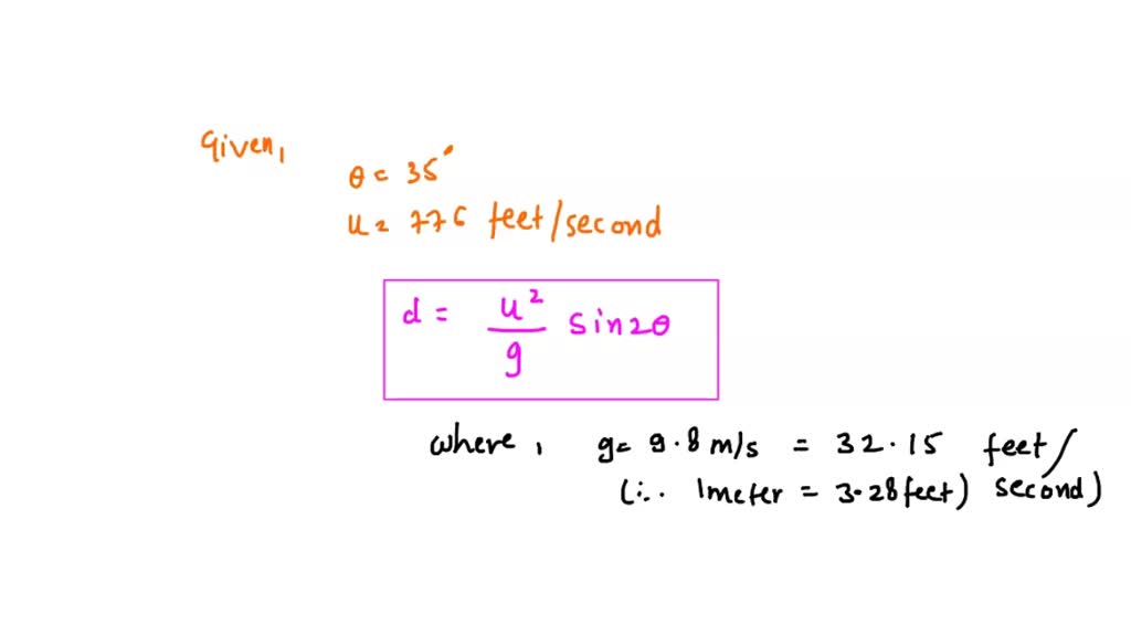 SOLVED: A cannonball is fired at an angle of 35 and with an initial ...