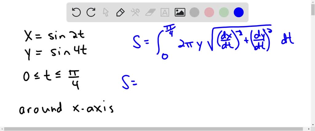 SOLVED: Consider the parametric equations below. x = sin2(t), y = sin(4t), 0 ≤ t ≤ 𝜋/4 Set up an ...