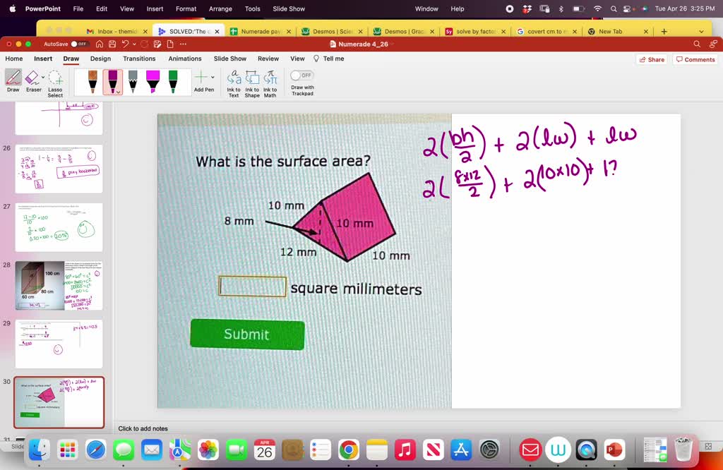 SOLVED: What is the surface area? 9 mm 9 mm mm square millimeters