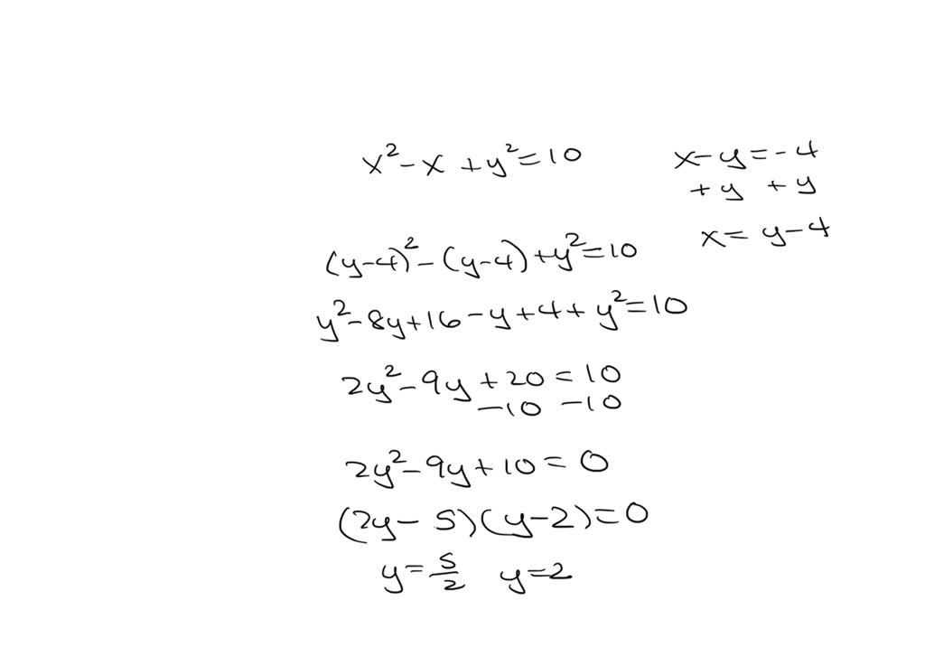 SOLVED: 22 The curve with equation x2 x +y2 10 and the straight line ...