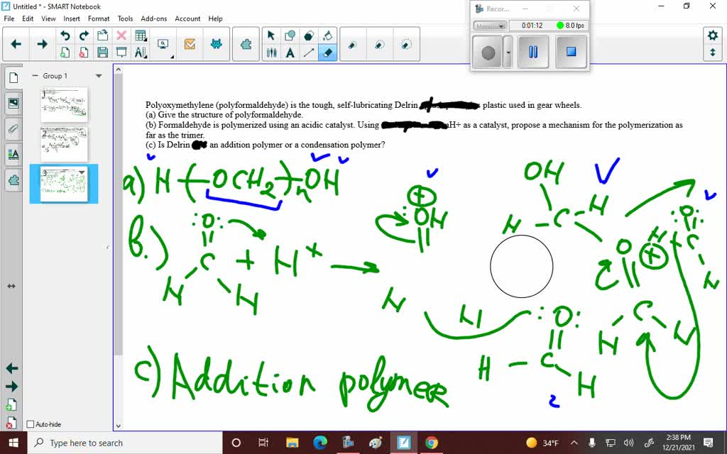 SOLVED: Polyoxymethylene (polyformaldehyde) is the tough, self ...