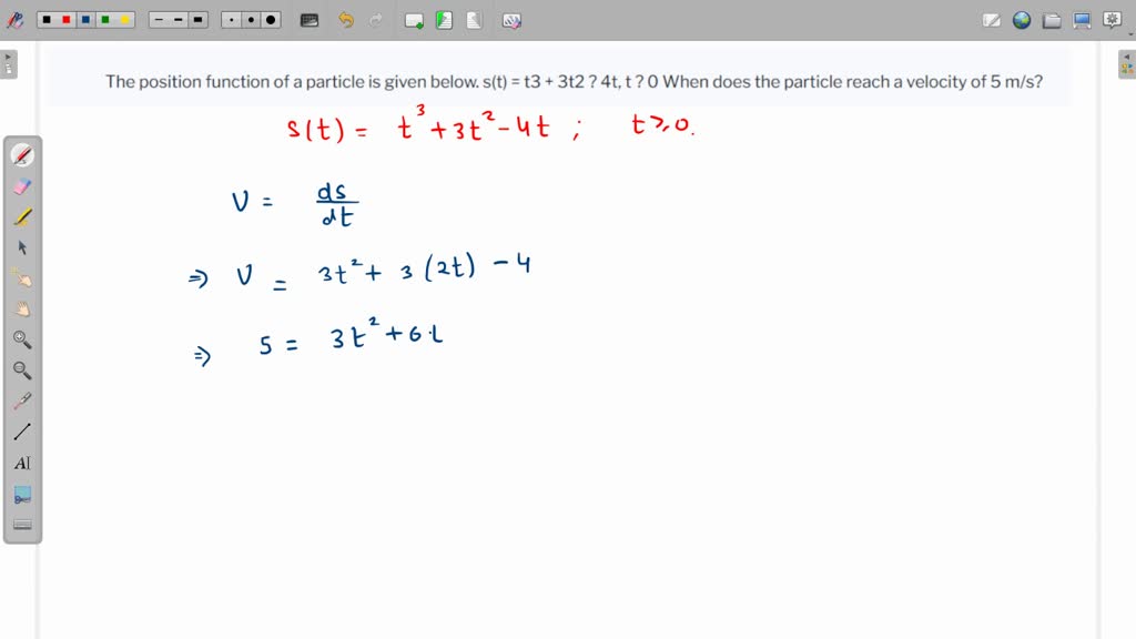Solved The Position Function Of Particle Is Given By S T 3t2 T T2 0