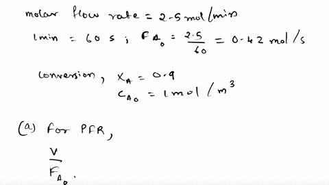 3) The elementary gas- phase reaction is carried out...