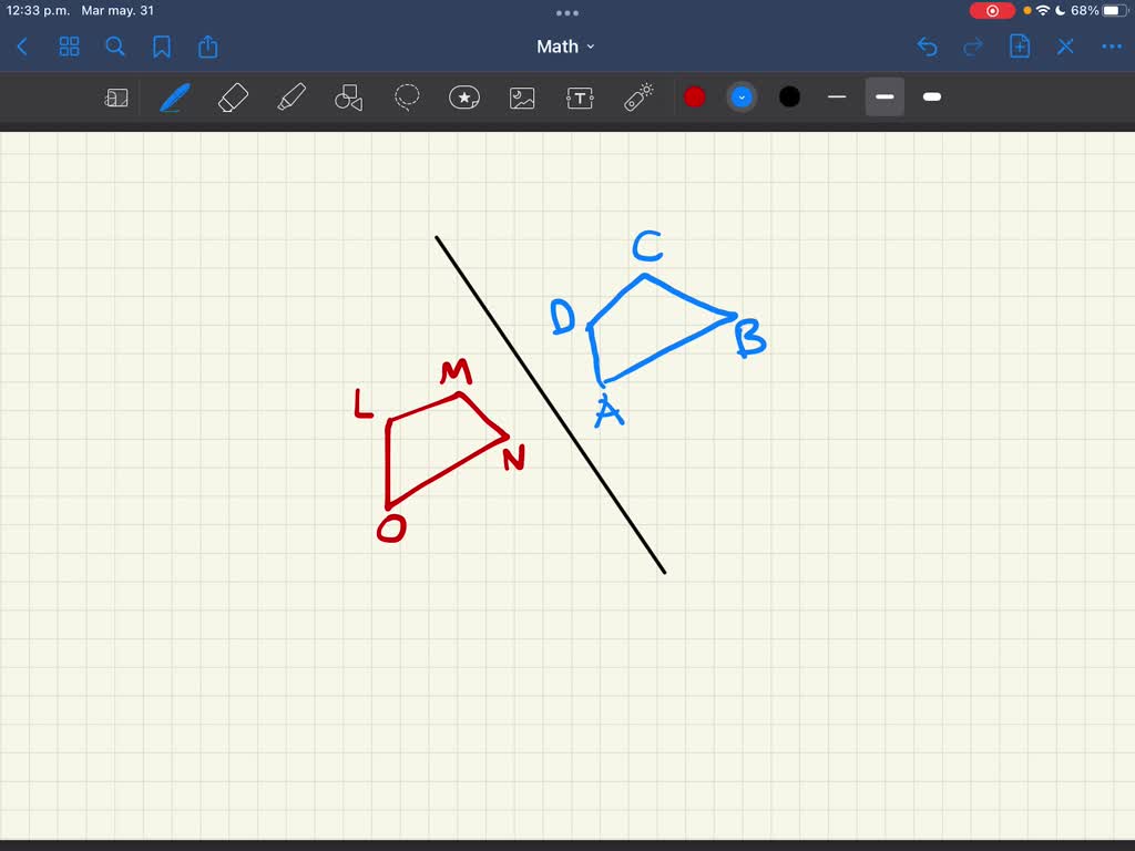 SOLVED: Geometry: Quadrilateral LMNO is reflected over the line as shown, resulting in ...