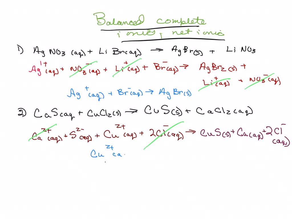 SOLVED: A) Write balanced complete ionic equation for the following reaction. AgNO3(aq)+LiBr(aq ...