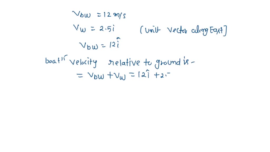 Solved Suppose A Boat Moves At 12 0 M S Relative To The Water If