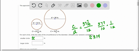 The approximate circumferences and dlameters two circles are...