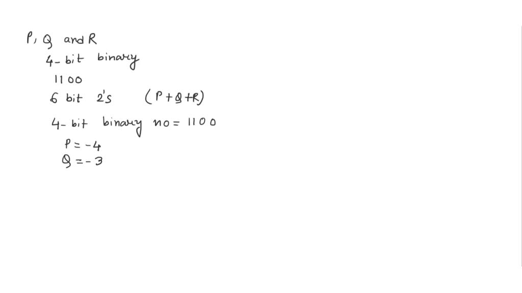 SOLVED: "P, Q, and R are the decimal integers corresponding to the 4-bit binary number 1100 ...