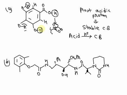 6. Circle the most acidic proton in each of the following...
