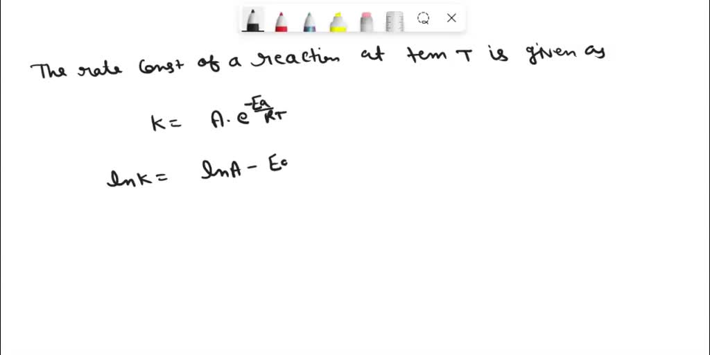 SOLVED: The following is an Arrhenius plot of a first-order reaction. The rate constant is ...
