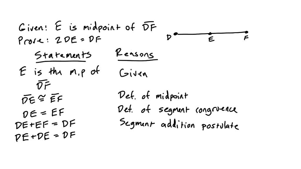 SOLVED: Segments Proof: Complete the proofs below by giving the missing statements and reasons ...