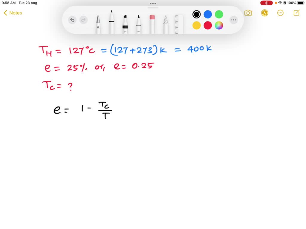 A heat engine whose maximum theoretical efficiency is 25% draws heat grom a hot reservoir ...