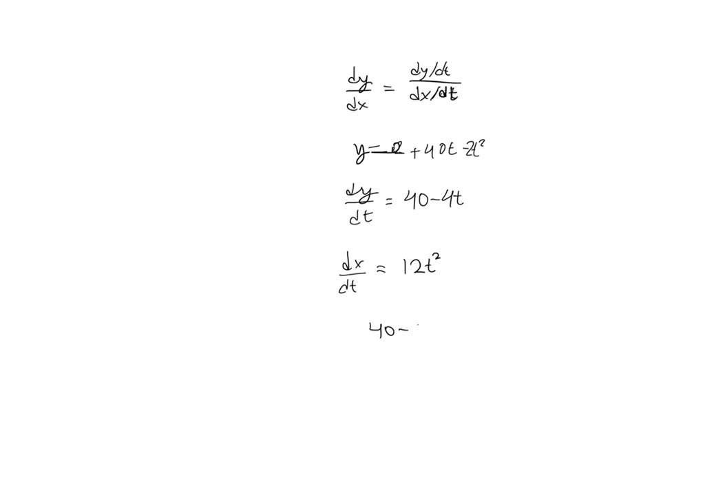 SOLVED: At what points on the given curve X = 4t3 Y = 2 40t 2t2 does the tangent line have slope ...