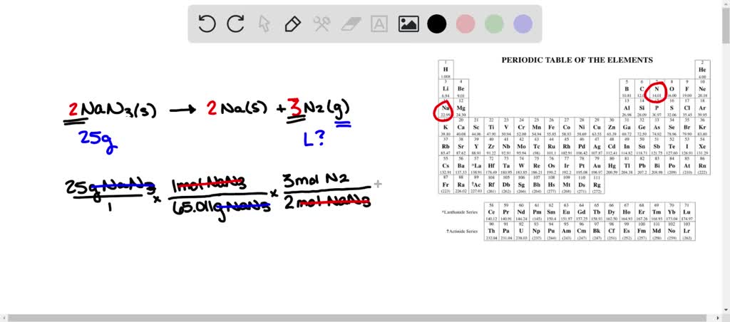 SOLVED: The decomposition of sodium azide (NaN3) will be producing ...