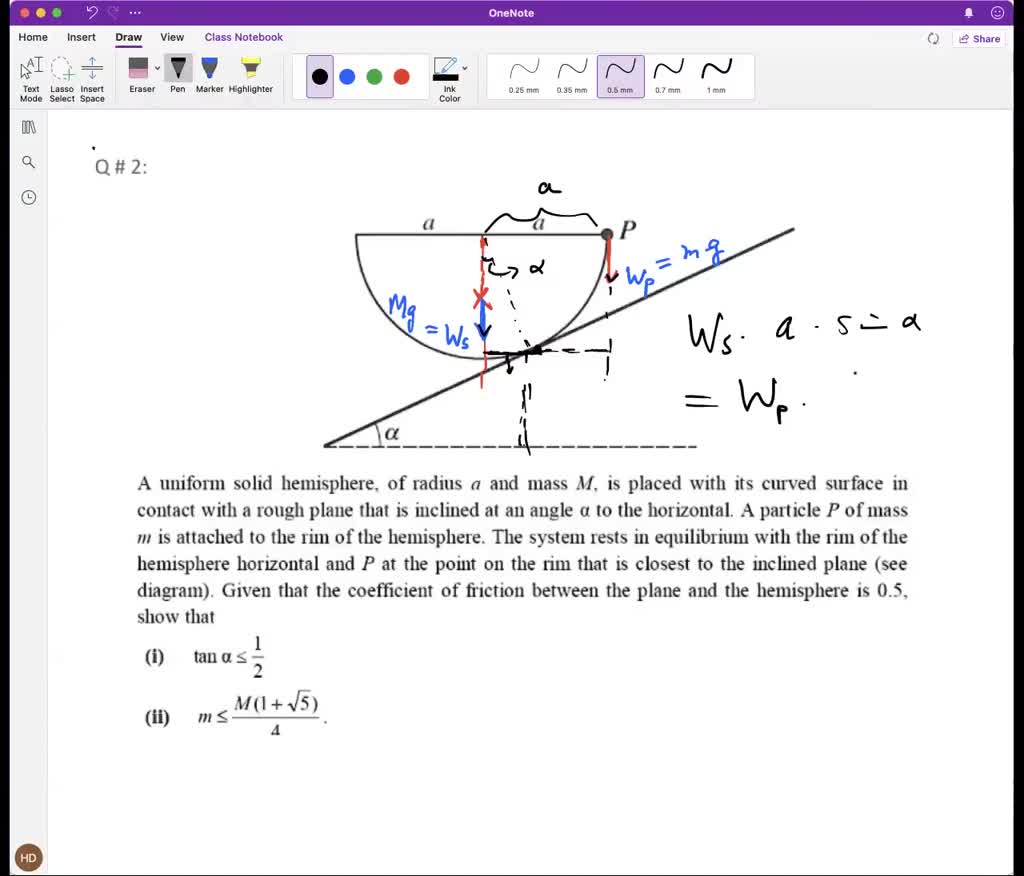SOLVED: Uniform solid hemisphere of radius and mass M is placed with ...